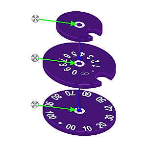 LITKO Circle Combat Dials | Wound Health Tracker | Life Counter | Tabletop Games | Collectible Card Games | Living Card Games | Role Playing Games | RPG | 0-100 (Purple)