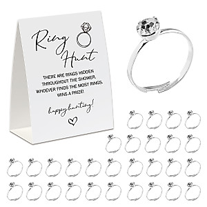 Ring Hunt Game(30 Rings with One Sign), Minimalistic Bridal Shower Game, Fun Wedding Game/Engagement Party Game, Bridal Shower Decorations-RH06