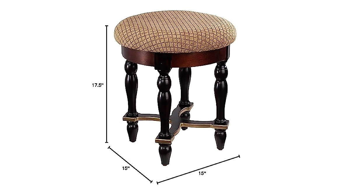 Design Toscano Grand Duchess Vanity Stool - Elegant Walnut Vanity Chair