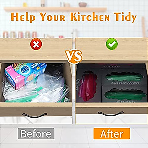 Liotww Ziplock Bag Organizer for Drawer, Storage Bag Organizer, Baggie Organizer, Sandwich Bag Organizer, Ziploc Bag Organizer for Gallon Quart Snap (4 Pack, Grey)