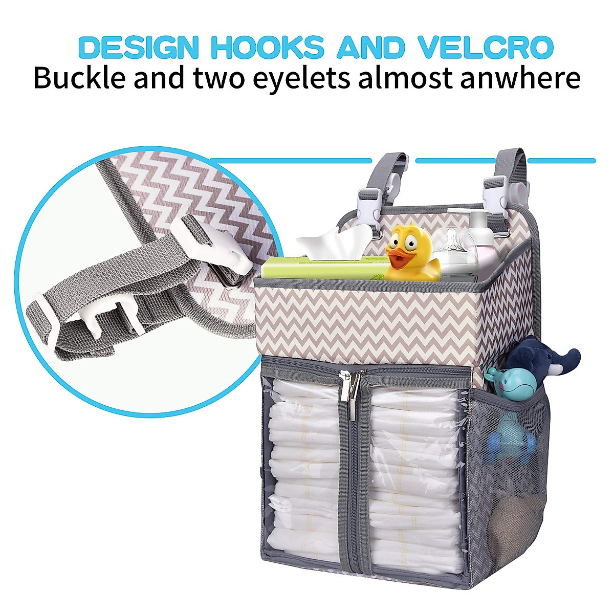 BAGLHER Hanging Diaper Organizer,Baby Diaper Organizer is Suitable for Hanging on Diaper Table,Nursery, and All Cribs.Baby Supplies Storage Diaper Rack,Diaper Stacker.