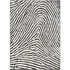 Well Woven Basma Grey Abstract Geometric Soft High-Lo Pile Area Rug 5x7 (5'3" x 7'3")