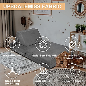 Polar Aurora Kids Couch Sofa 6-Piece Fold Out Couch Play Set for Imaginative Kids,Modular Foam Play Couch,Toddler to Teen Bedroom Furniture,Girls and Boys Playroom Sofa M (Gray)