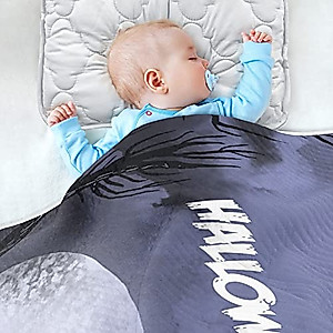 Full Moon Bat Sky Unisex Fluffy Baby Blanket for Crib Toddler Blanket for Daycare with Thick and Soft Material Security Blanket for Stroller Travel Decorative Gift