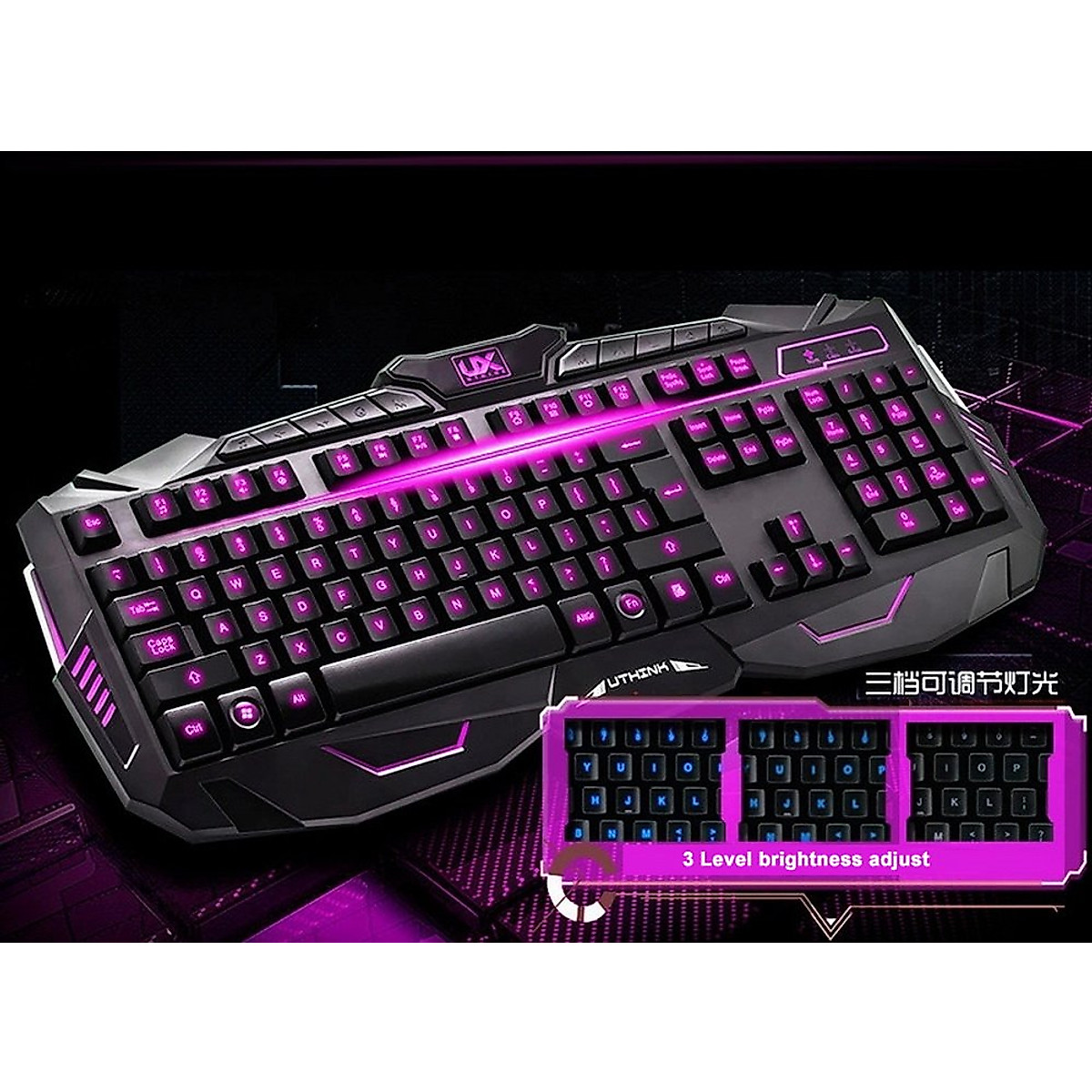 axGear USB LED Light Gaming Keyboard and Mouse Set Kit for Computer PC Multimedia Gamer