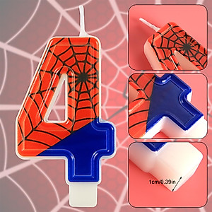 Spider Candle, Spider Web Candles Number Candle Cake Topper Candle Birthday Cake Candles Spider Birthday Decorations for Boy Spider Themed Birthday Party Halloween Party Supplies (4)