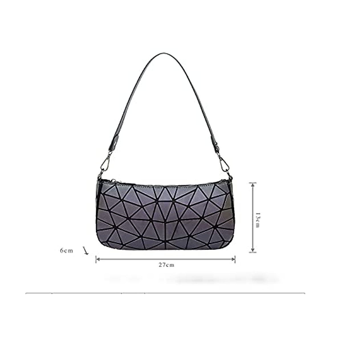 Women Luminous Small Shoulder bag Mini Geometric Small Clutch Crossbody Bag (Black)