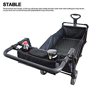 YEEDOIDO Non-Slip Organizer for Wagon, Parent Console Caddy with Cup Holders Universal for Folding Kids Pet Stroller Adjustable Straps Zippered Pockets Storage Phone Bag Attachment Accessories, Black