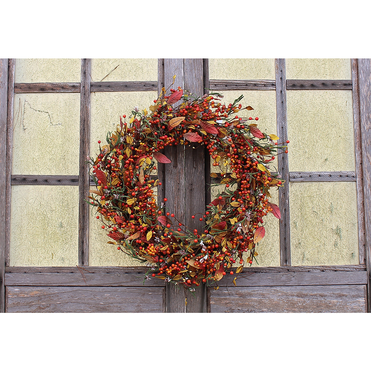 The Wreath Depot Appalachia Berry Silk Fall Door Wreath 24 inch, Handcrafted, Designed in USA, Full Wreath Shape and Size, Beautiful White Gift Box Included