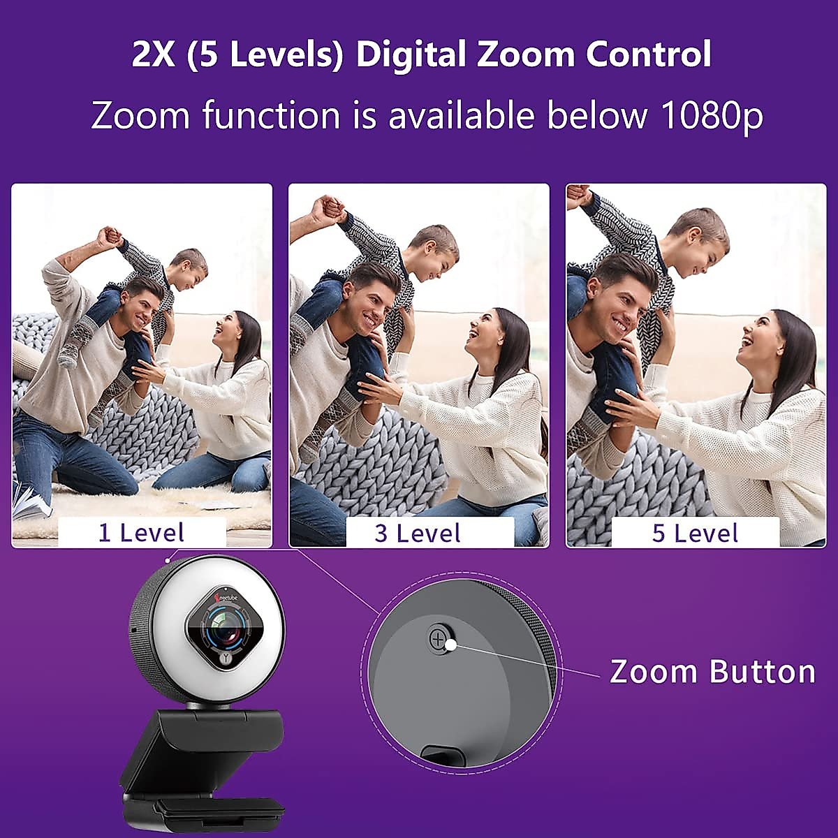 Angetube Streaming Webcam 1080P with Ring Light - HD Web Camera with Digital Zoom Autofocus for Computer PC Laptop Mac 962 USB Web Cam for Gaming Xbox Google Meet