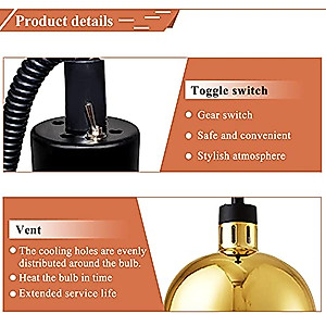 JIAWANSHUN Food Warmer Lamp Food Heat Lamp/Bulb 250W φ290mm Cafeteria Food Warmer Commercial Food Warmer Restaurant Supplies or Home Use Food Service Retractable Heat Lamps(Golden)