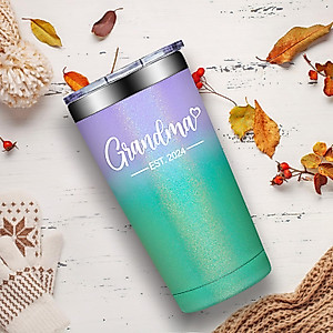 Grifarny New Grandma Gifts - Grandma Est. 2024 Tumbler Cup - First Time Grandma Gifts - 1st Mothers Day Gift for New Grandma, New Grandmother, Grandma to be, Promoted to Grandma