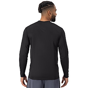 Hanes Men's Long Sleeve Cool Dri T-Shirt UPF 50+, Medium, 2 Pack ,Black