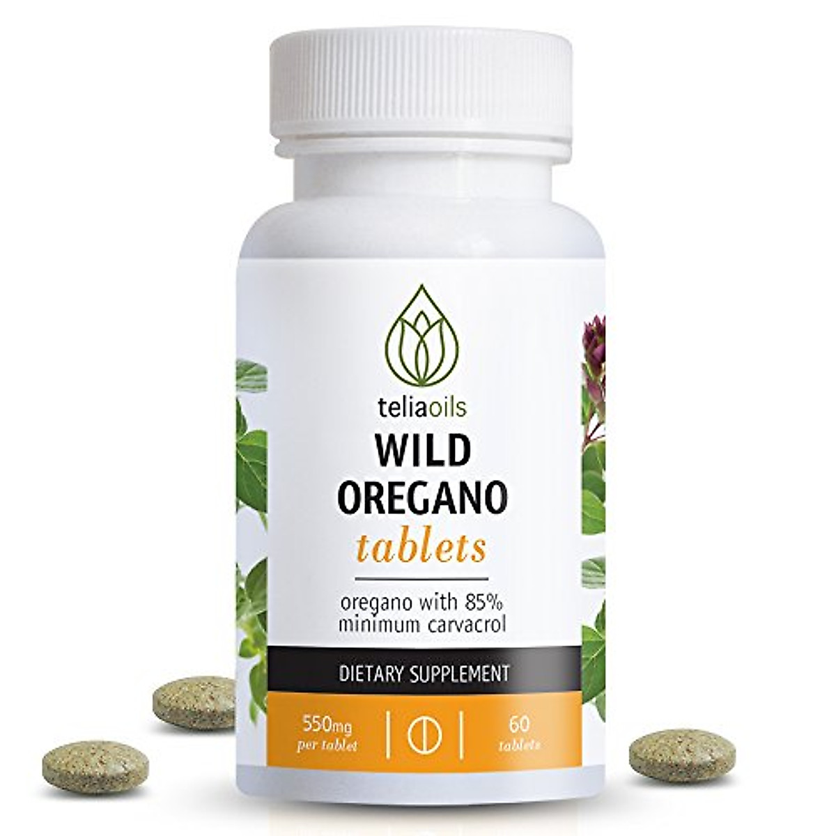 Teliaoils Wild Oregano Tablets from Oregano with Over 85% Carvacrol. Ideal to Boost The Immune System. Powerful antioxidant