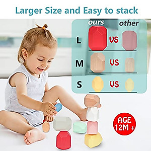 Cewkoo Wooden Stacking Blocks, 26 PCS Balancing Wood Building Blocks Set, Sorting and Stacking Games for Preschool Learning Educational Puzzle, Montessori Toys for Kids Toddlers 1Year Old+