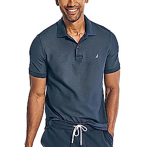 Nautica Men's Short Sleeve Solid Deck Polo Shirt, Navy, X-Large
