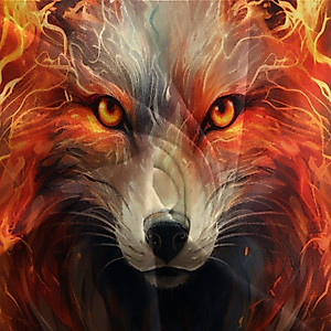 Fox Comforter Covers Quilt Cover 3D Print Fire Duvet Cover for Teens and Adults with Zipper Closure Bedding Set Soft Microfiber with Pillow Cases 2 Pieces Twin（173x218cm）