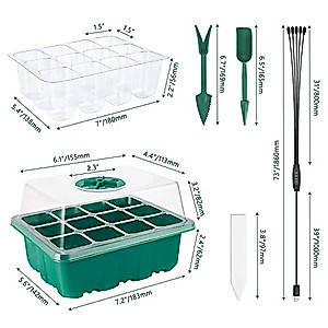 CANNABMALL Seed Starter Tray 5 Packs Seedling Starter Trays with Grow Light 8 LEDs, Timer, Dimmable, Seed Starting Trays Kit with Humidity Dome (60 Cells) Indoor Gardening Plant Germination Trays