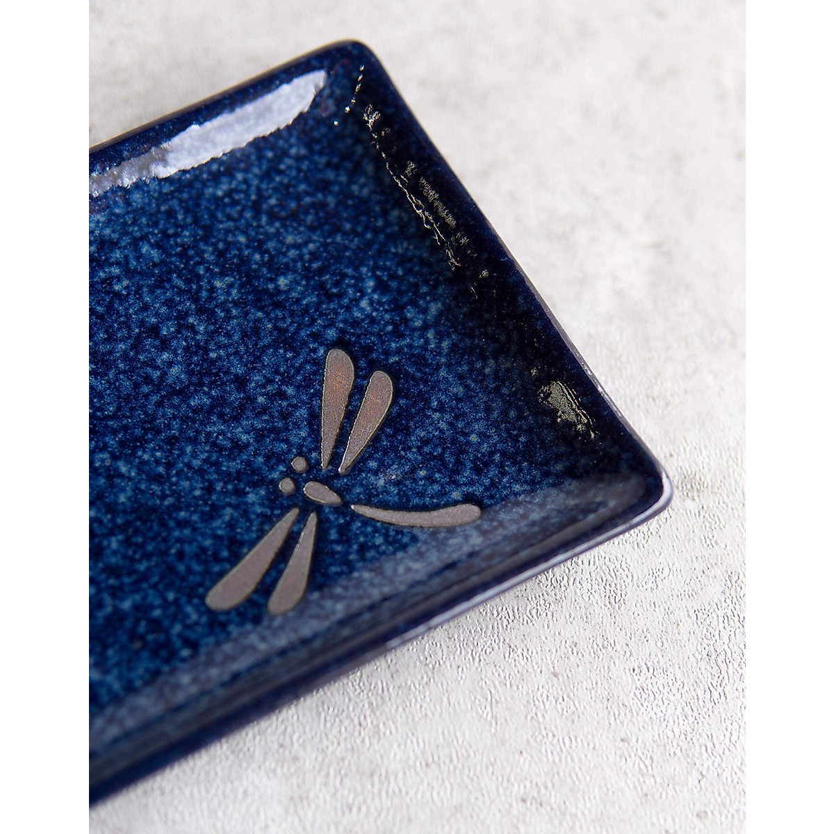 Ebros Pack Of 6 Made In Japan Tombo Dragonfly Midnight Blue Ceramic Sushi Or Sashimi 11" Long Platter Plate Appetizer Dinner Entrée Dessert Serveware Japanese Home Decor Dining Housewarming Gift
