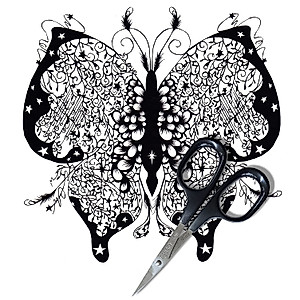 CANARY Small Sharp Scissors for Paper Cut Art and Collage, Professional Mini Scissors with Fine Precision Tips, Japanese Stainless Steel Blade, Papercutting Detail Scissors Tool, Black, Made in JAPAN