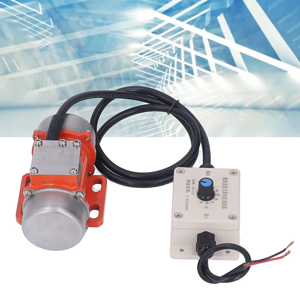 CUEI 30W Concrete Vibrator Vibration Motor, Waterproof 4000RPM DC Electric Vibrating Motor with Speed Controller & Adjustable Exciting Force, Aluminum Alloy Vibrating Vibrators for Shaker Table(#1)