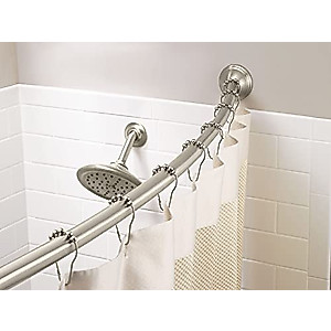 Moen CSR2160BN 54-Inch to 72-Inch Adjustable Length Fixed Mount Single Curved Shower Rod, Brushed Nickel