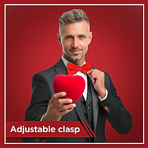 PAFUWEI Men's Pre-Tied Bow Tie, Tux Bowtie Solid Color Neck Bow Ties Adjustable Length Formal Satin Bow Tie for Wedding Party (Polyester, Red)