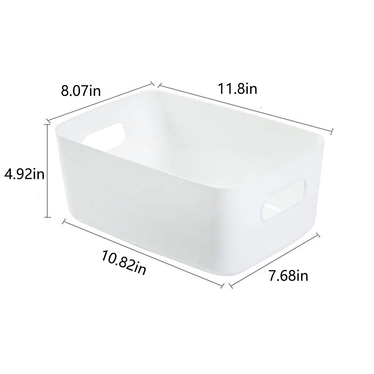 2 Pack Plastic Storage Basket, White Storage Bin with Handle Bathroom Organization Bins Kitchen Spice Rack Organizer for Shelves Drawers Pantry Closet(11.8x8x4.9in)