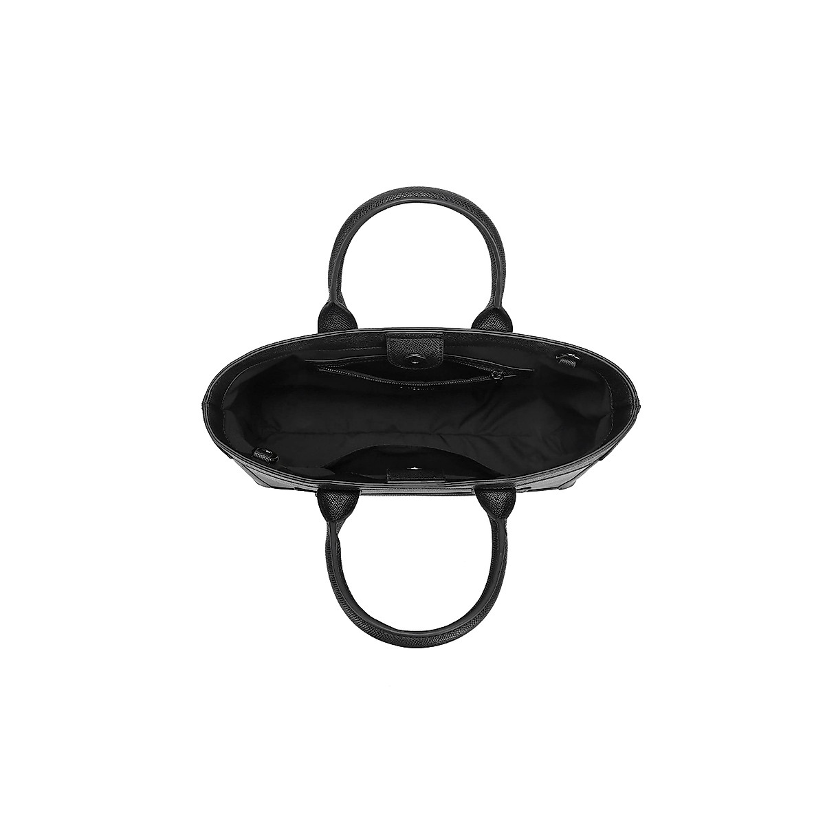 Daisy Rose Tote Shoulder Bag with Front Zipper - PU Vegan Leather - BLACK