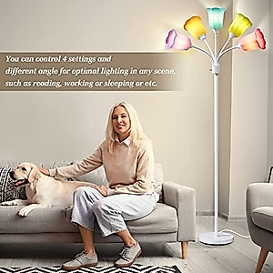 GyroVu Medusa LED Floor Lamp, Multi Head Modern Tall Lamp with Adjustable Gooseneck Standing Lamps for Living Room Bedroom Kids Room Office 6 Color Lampshades Bulb Not Included(White)