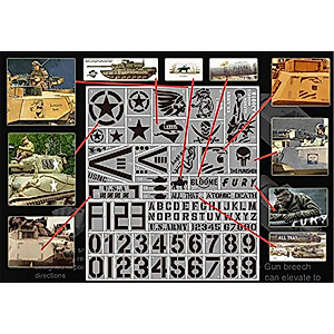 Spray Board Spray Stencil Hobby Tools, Stainless Steel Stencil, Fits 1/35 Scale Military USA Armed Vehicle Model Kit