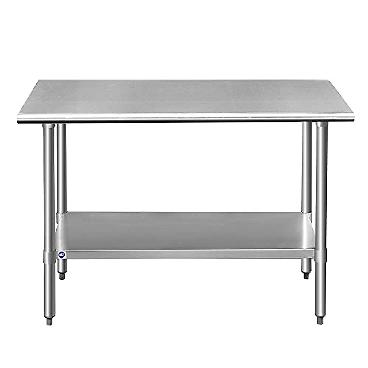 ROCKPOINT Stainless Steel Table for Prep & Work 48x24 Inches, NSF Metal Commercial Kitchen Table with Adjustable Under Shelf and Table Foot for Restaurant, Home and Hotel