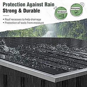 Greesum Metal Outdoor Storage Shed, Steel Utility Tool Shed Storage House with Door & Lock, 5.8' * 3.3' Metal Sheds Outdoor Storage for Trash Can, Black