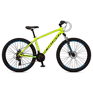 Schwinn High Timber ALX Mountain Bike for Adult Men Women, 27.5-Inch Wheels, 21-Speeds, Front Suspension, Aluminum Frame, Mechanical Disc Brakes, Yellow