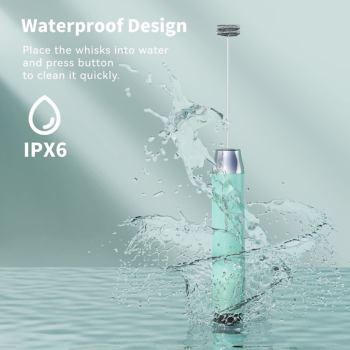 Maestri House Rechargeable Milk Frother with Stand, Handheld Electric Foam Maker Waterproof Detachable Stainless Steel Whisk Drink Mixer Foamer for Lattes, Cappuccino