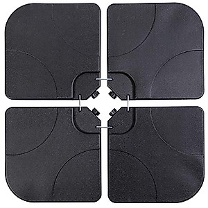 Sunnyglade 4PCS 176LB Square Shaped Water Or Sand Filled Umbrella Base Cantilever Offset Patio Market Umbrella Base Stand with U Locking (Black)