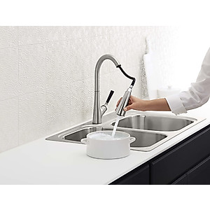 Kohler K-R562-SD-VS Malleco Pull-down Kitchen Sink Faucet with Soap/Lotion Dispenser, Vibrant Stainless