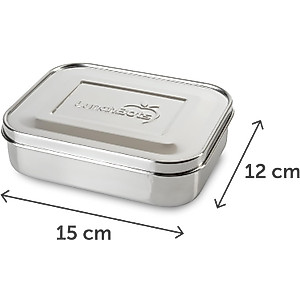LunchBots Medium Duo Snack Container - Divided Stainless Steel Food Container - Two Sections for Half Sandwich and a Side - Eco-Friendly - Dishwasher Safe - Stainless Lid - All Stainless Steel