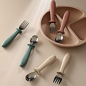 VITEVER 6 Pieces Toddler Utensils, Kids Silverware Set with Silicone Handle, Children Safe Spoons and Forks, 18/8 Stainless Steel, Food-grade Silicone - Dishwasher Safe