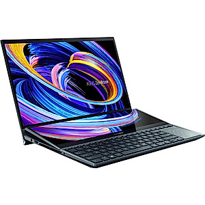 ASUS ZenBook Pro Duo 15 OLED UX582 Laptop, 15.6” OLED 4K UHD Touch Display, Intel Core i9-10980HK, 32GB RAM, 1TB SSD, GeForce RTX 3070, ScreenPad Plus, Windows 10 Pro, Celestial Blue, UX582LR-XS94T