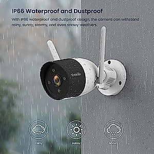 Tenda CT6 2K WiFi Cameras for Home Security Outside - Full-Color Night Vision with 2 Spotlights, Dual Antennas, AI Motion Detection, 2-Way Audio, IP66, H.265, Plug-in Outdoor Security Cameras