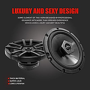H YANKA 6.5 Car Speakers, Full Range Stereo 220 Watt Max 2-Way Coaxial Car Audio Speakers, Professional Car Door Speakers, Sound Stereo and no Distortion, Y30 Magnet Woofer and NdFeB Tweeter (1 Pair)
