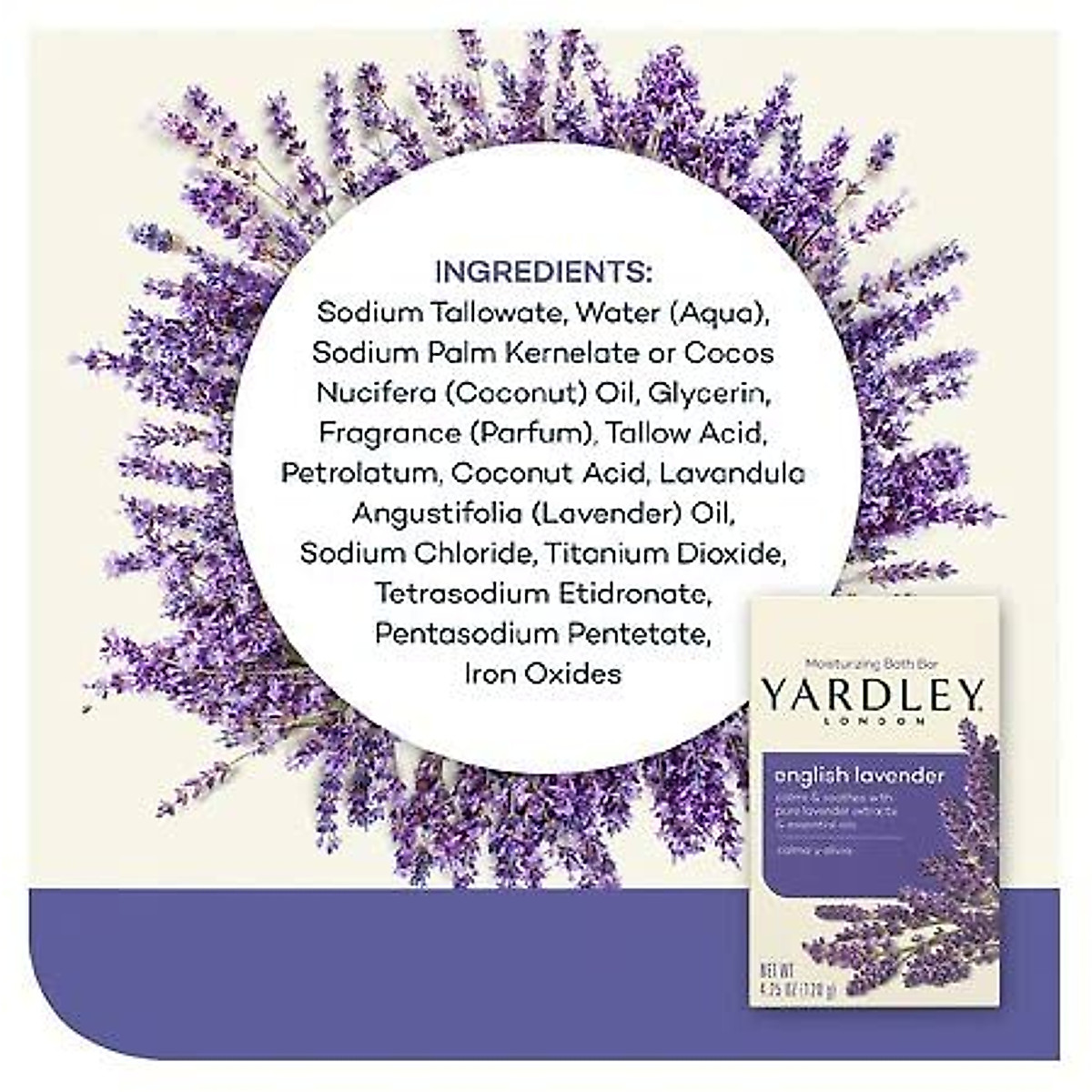 Yardley London English Lavender with Essential Oils Soap Bar, 4.25 oz Bar (Pack of 10)