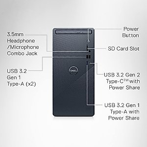 Dell Inspiron 3020 Desktop PC Computer Tower 2023 | 13th Gen Intel Core i5-13400, 16GB DDR4 RAM, 512GB NVMe M.2 PCIe SSD + 2TB HDD, Intel UHD Graphics 730, WiFi 6, Windows 11 Home | Mist Blue