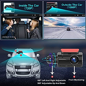 Dash Cam Front and Rear, Dash Camera for Cars 1080P Full HD Dual Dashboard Camera Recorder 3" IPS Screen in Car Camera Night Vision,Motion Detection Parking Monitor G-Sensor+ 32G SD Card