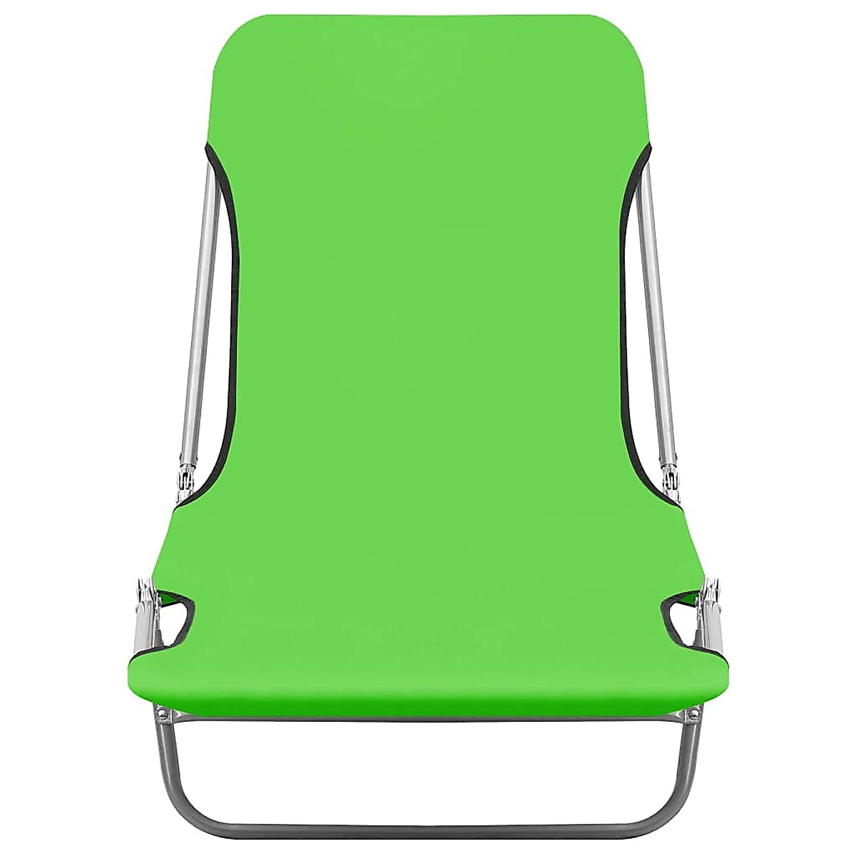 YELWHI Folding Sun Loungers 2 pcs Steel and Fabric Green,： Outdoor Furniture, Outdoor Seating