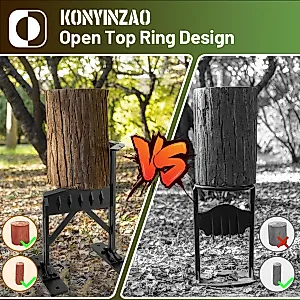 KONYINZAO Firewood Kindling Splitter, XXL Manual Log Splitter Wedge, Open Top Ring Design, Sharpen Alloy Steel Opening, Heavy Duty Wood Cracker for Camping, Outdoors & Cabin Lifestyle