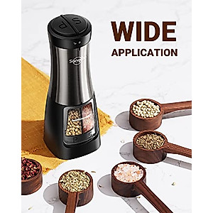 Sangcon 2 in 1 Electric Salt and Pepper Grinder Set, Battery Powered Salt and Pepper Mill, Automatic One-Handed Operation Refillable Grinder with Light, Adjustable Ceramic Grinders, Metallic Gunmetal