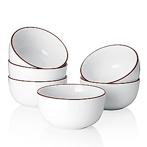 Sweese 144.001 Porcelain Bowls - 10 Ounce for Ice Cream Dessert, Small Side Dishes - Set of 6, White