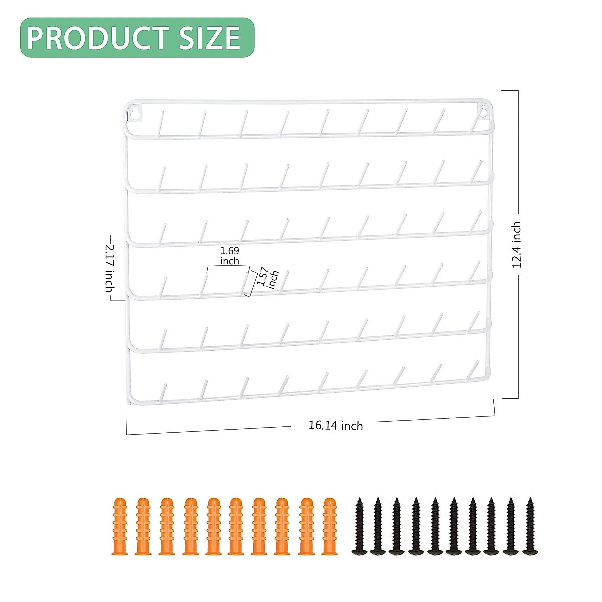 HAITARL 4 Set of 54-Spool Sewing Thread Holder, Wall-Mounted Metal Rack, White